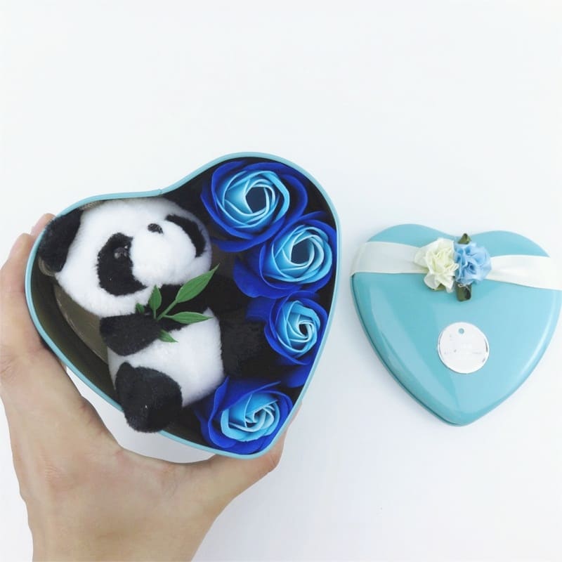 Panda in blauwe doos Valentijnsdag - knuffel • Mijn Knuffel