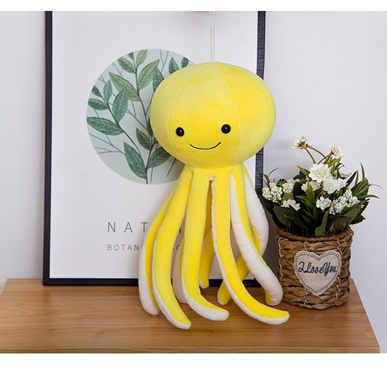 Schattige octopus in geel pluche - knuffel • Mijn Knuffel