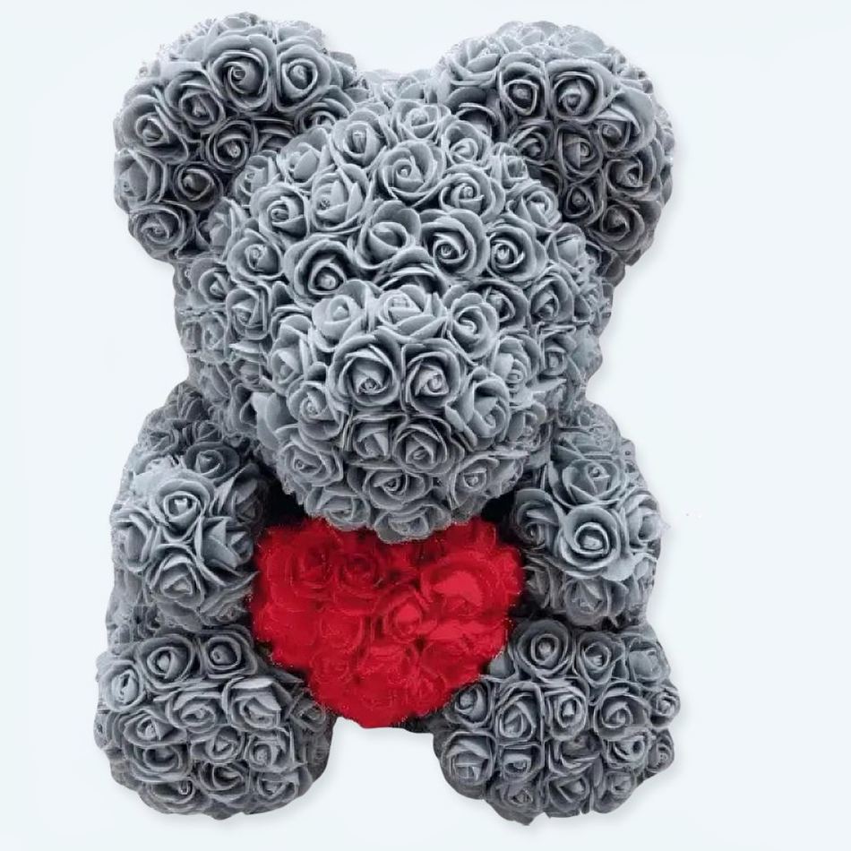 Teddybeer grijze rozen verzameldoos - knuffel • Mijn Knuffel