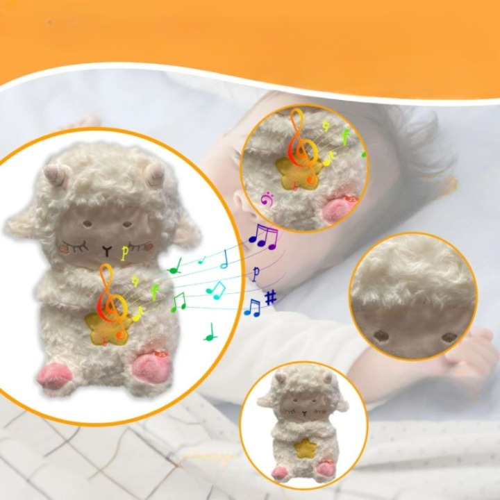 Ademende knuffel schapen - pluche met rustgevend slaapliedje • Mijn Knuffel
