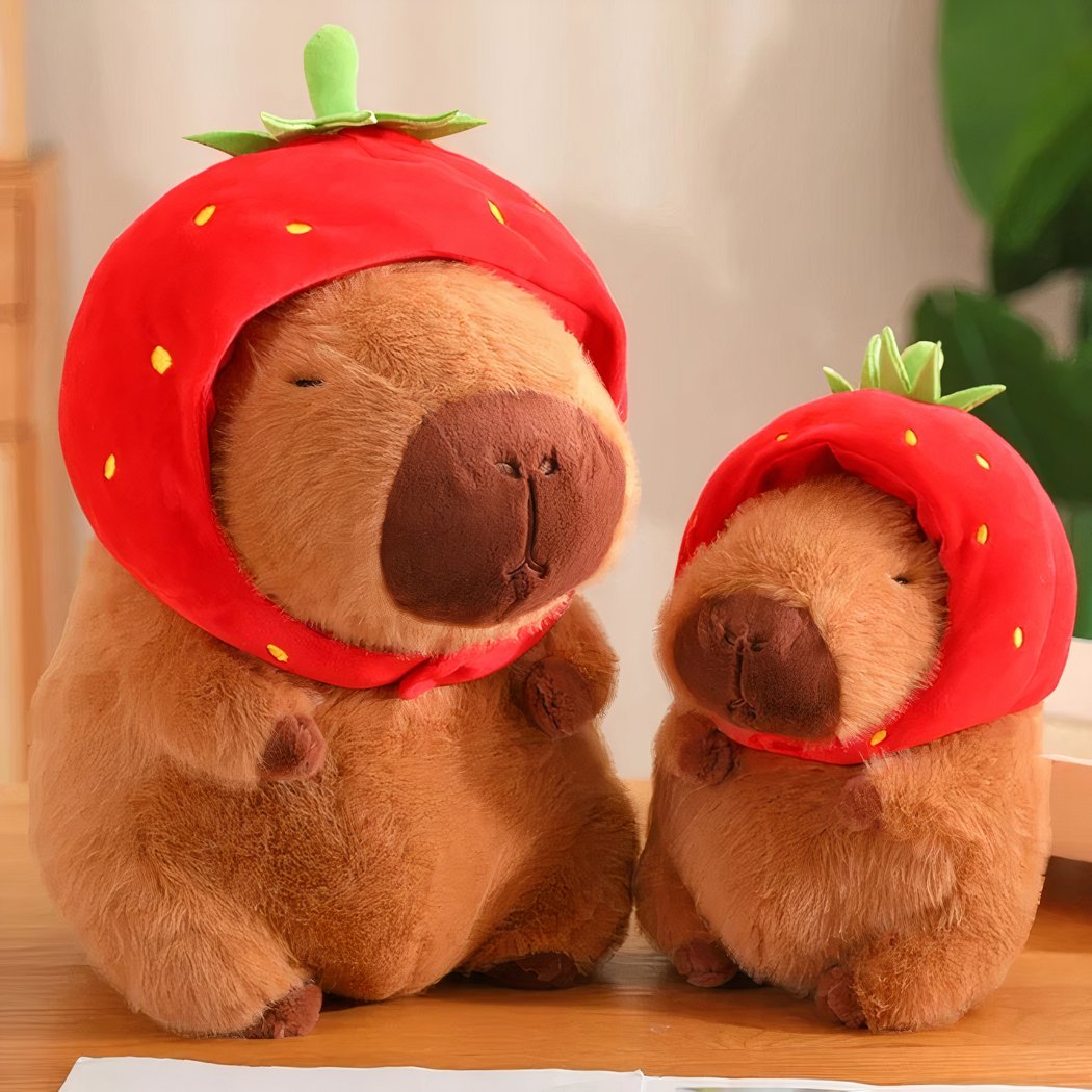 Capibara Knuffel met Aardbeihoedje • Mijn Knuffel